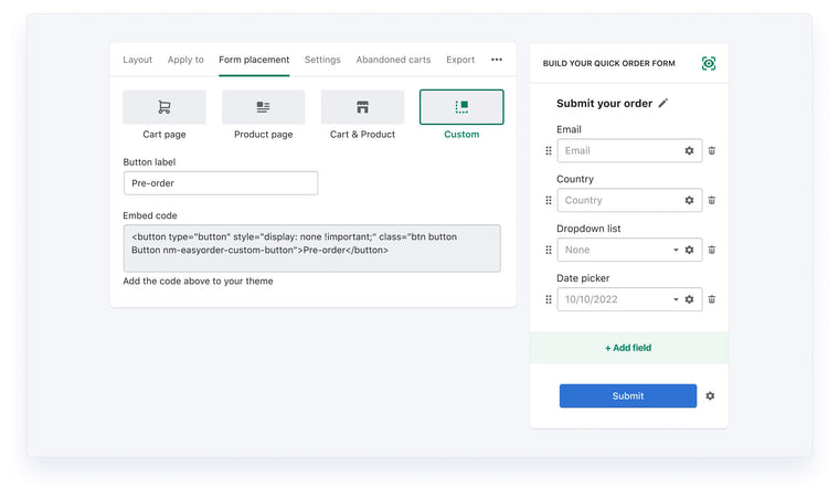 EasyOrder - Custom Order Form for Shopify by NexusMedia